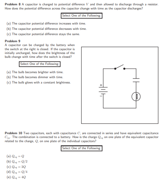 Solved: Problem 1 You Have A Capacitor And Two Resistors. ... | Chegg.com