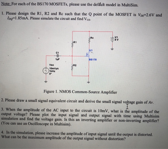 Solved Note: For each of the BS170 MOSFETs, please use the | Chegg.com