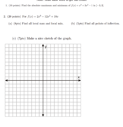Solved 1. (10 points) Find the absolute maximum and minimum | Chegg.com