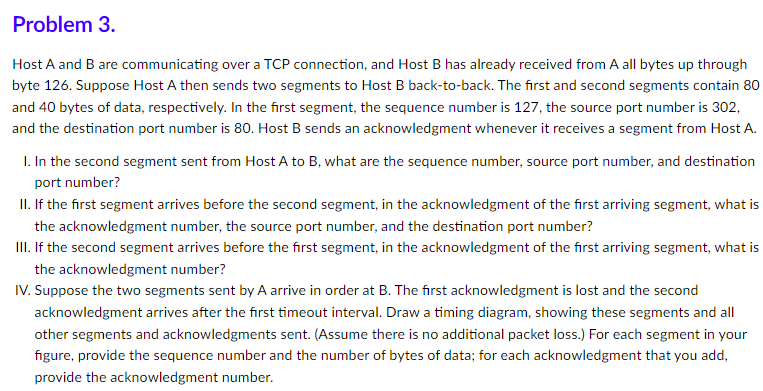 Solved Host A And B Are Communicating Over A Tcp Connection