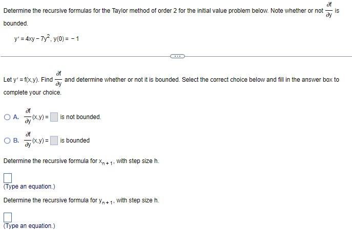 Solved Determine the recursive formulas for the Taylor | Chegg.com
