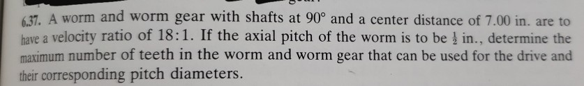 Solved 6.7. A worm and worm gear with shafts at 90° and a | Chegg.com