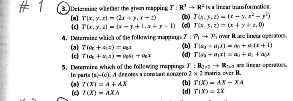 Solved 3.)Determine whether the given mapping T:R3 R2 is a | Chegg.com