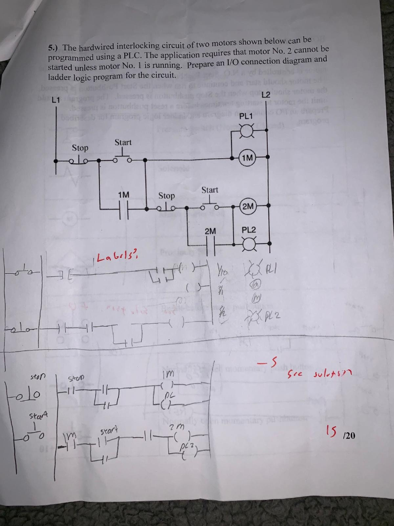 Solved 5.) The hardwired interlocking circuit of two motors | Chegg.com