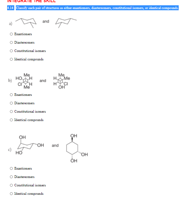 Solved 4.14 Classify each pair of structures as either | Chegg.com