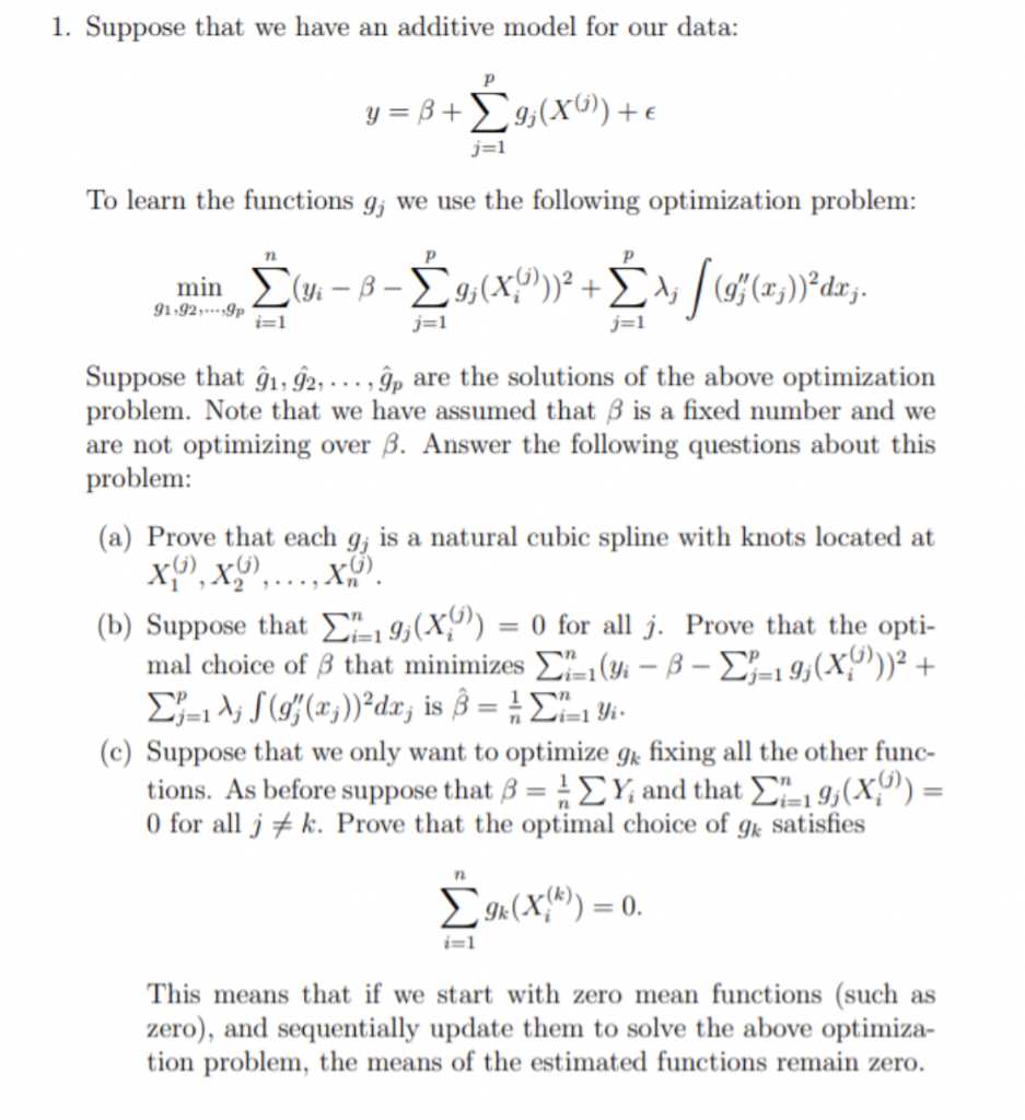 Solved 1. Suppose that we have an additive model for our | Chegg.com