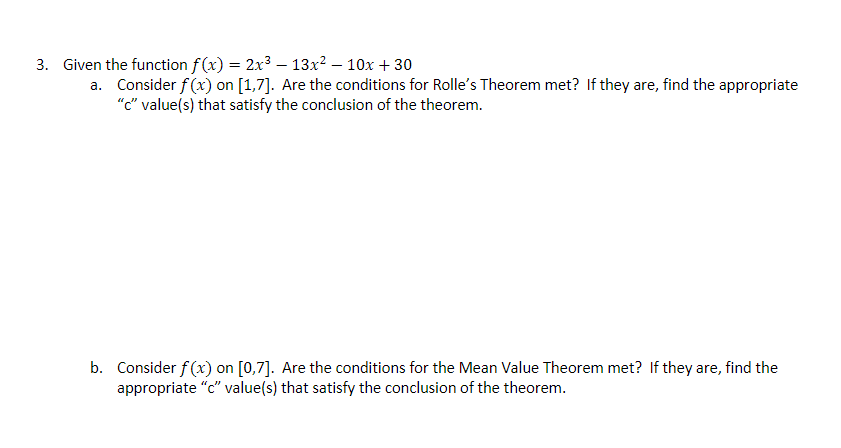Solved 3. Given the function f(x)=2x3−13x2−10x+30 a. | Chegg.com