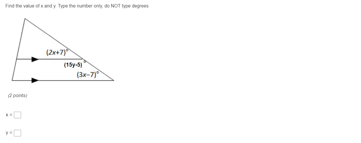 Solved Find the value of x and y. Type the number only, do | Chegg.com