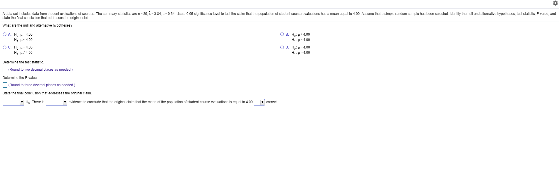 Solved The bottom options are reject, fail to reject. | Chegg.com