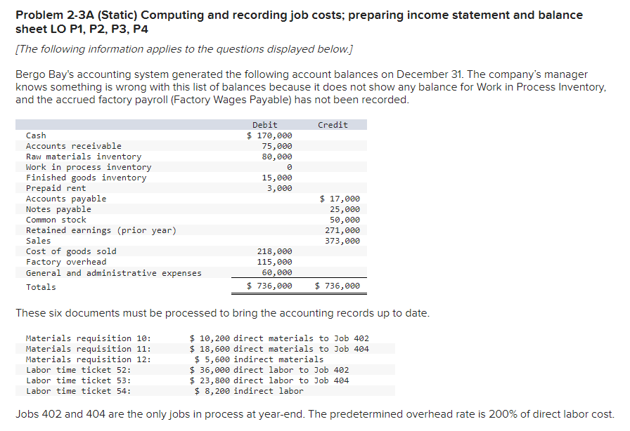 Solved Problem 2-3A (Static) Computing and recording job | Chegg.com