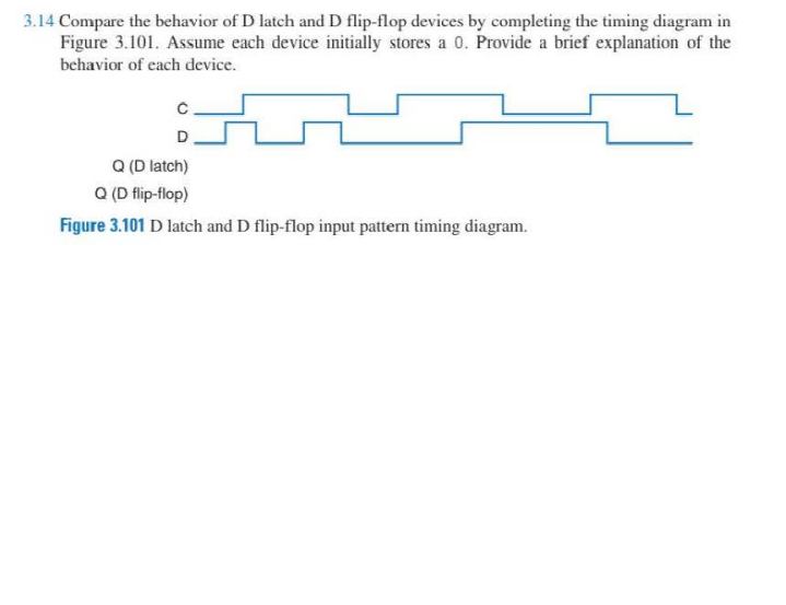 Solved 3.14 ﻿Compare the behavior of D latch and D flip-flop | Chegg.com