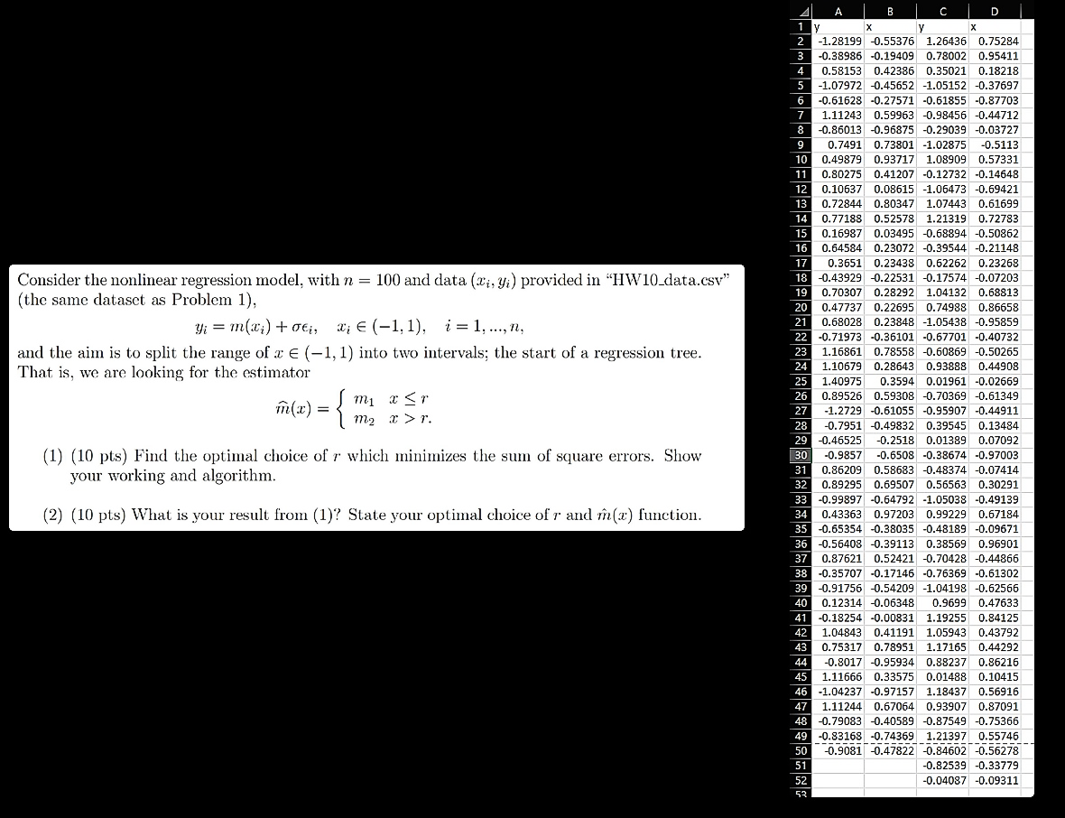 Consider the nonlinear regression model, with n=100 | Chegg.com