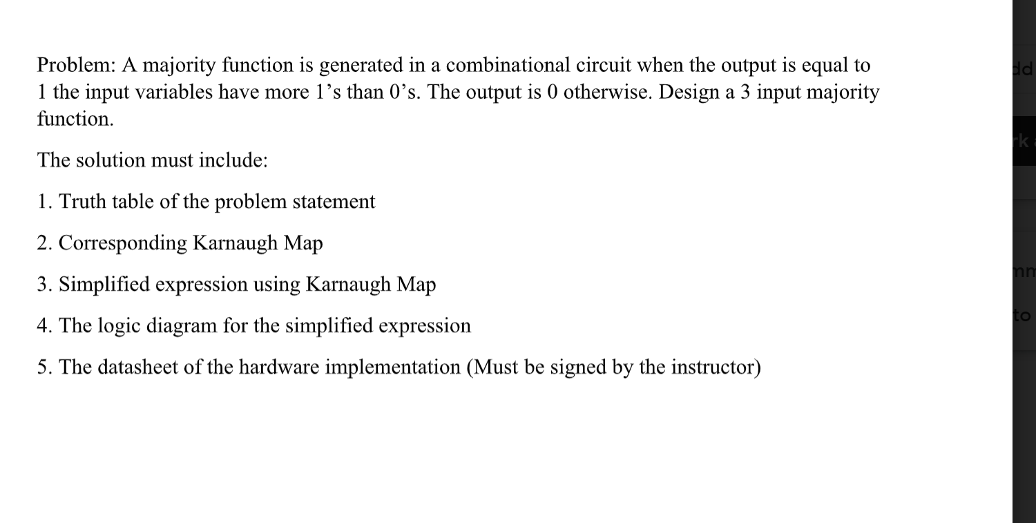 Solved Problem A Majority Function Is Generated In A