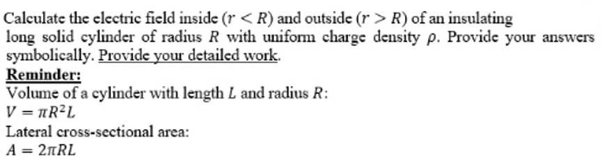 Solved Calculate the electric field inside (rR) of an | Chegg.com