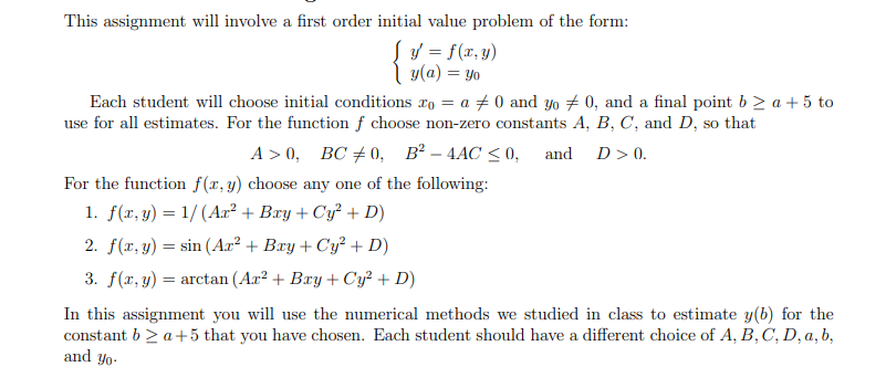 This assignment will involve a first order initial | Chegg.com