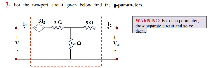 Solved 3- For the two-port circuit given below find the | Chegg.com