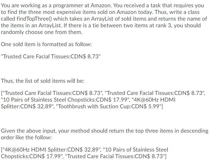 Solved You are working as a programmer at Amazon. You | Chegg.com