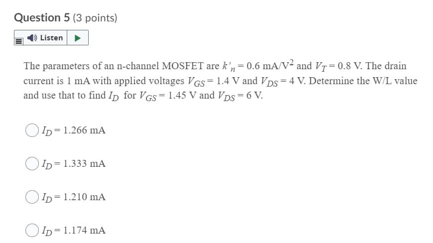 Solved Question 5 (3 points) Listen The parameters of an | Chegg.com
