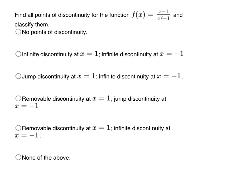 Solved Find all points of discontinuity for the function | Chegg.com Solved Find all points of discontinuity for the function | Chegg.com