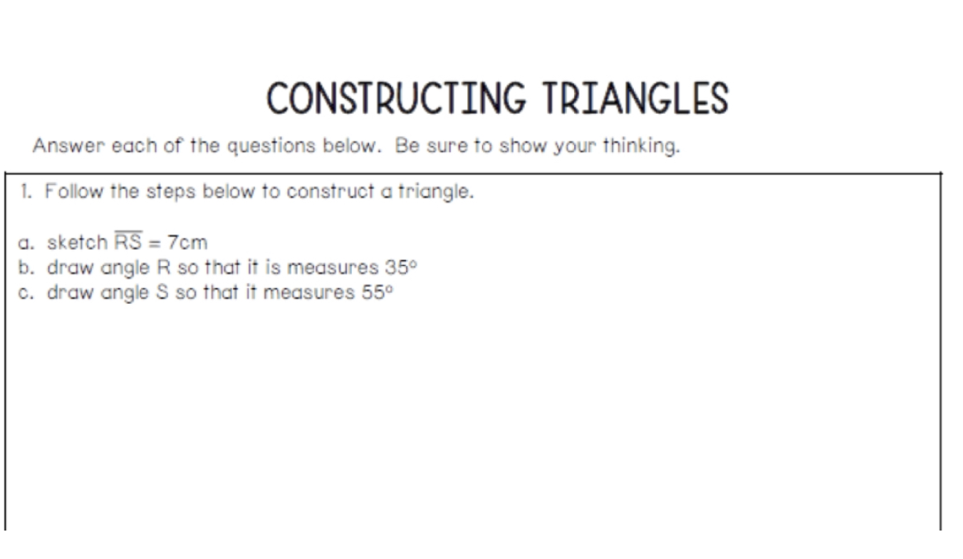 Solved CONSTRUCTING TRIANGLES Answer each of the questions | Chegg.com