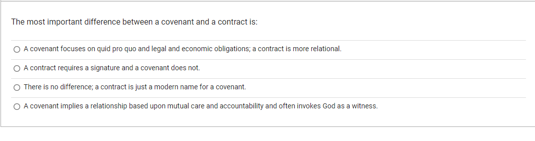 Solved The most important difference between a covenant and | Chegg.com
