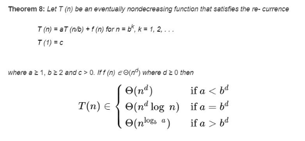 Solved use master theorem to determine the efficiency of the | Chegg.com