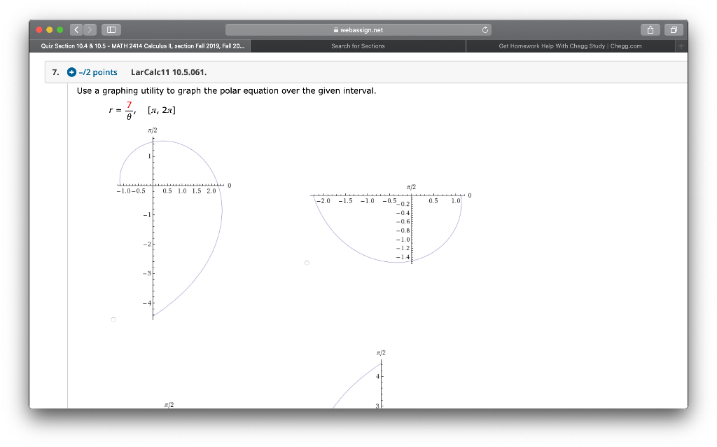 Solved: Webassign.net Quiz Section 10.4 & 10.5 - MATH 2414... | Chegg.com