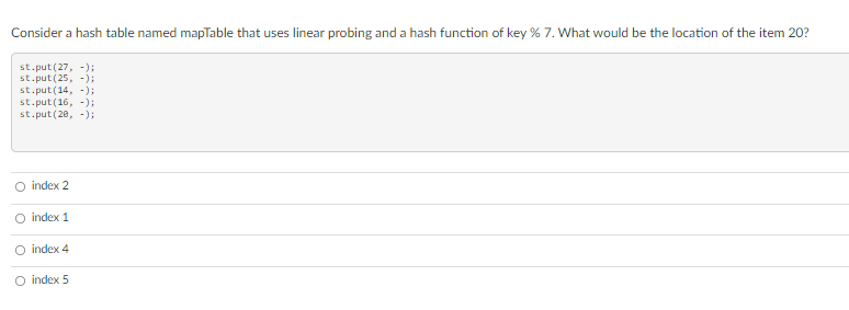 Solved Consider a hash table named mapTable that uses linear | Chegg.com