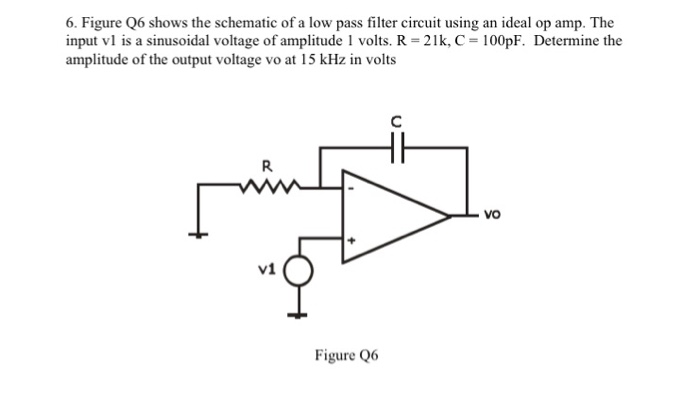 Solved Figure Q6 shows the schematic of a low pass filter | Chegg.com