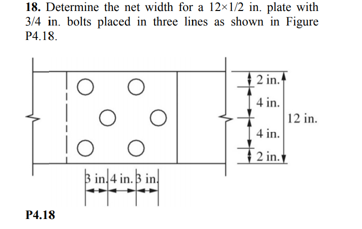 Solved 18. Determine the net width for a 12x1/2 in. plate | Chegg.com