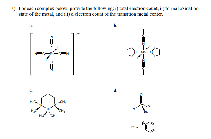 Solved 3) For each complex below, provide the following: i) | Chegg.com