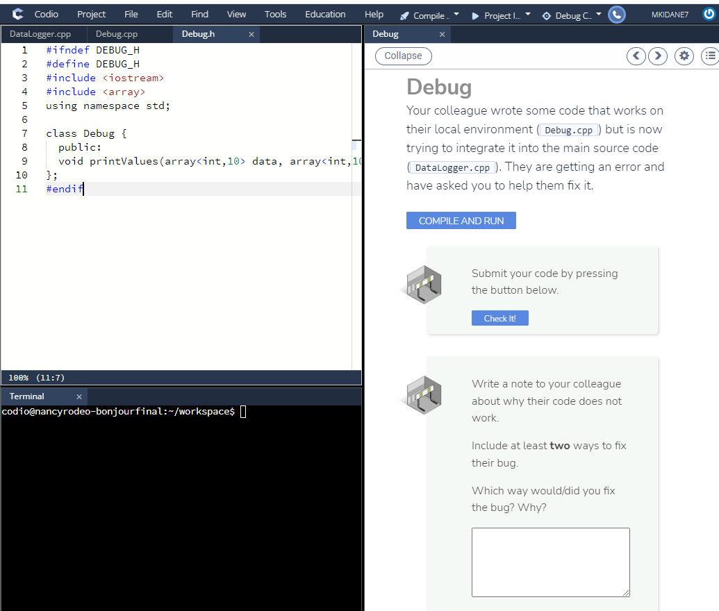 Solved Codio Project File Edit Find View Tools Education | Chegg.com