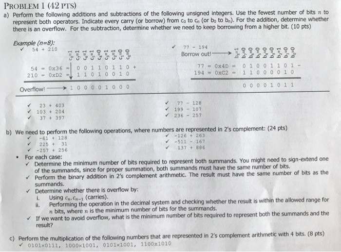 Solved PROBLEM 1 (42 PTs) a) Perform the following additions | Chegg.com