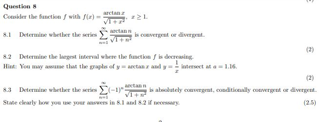 Solved Question 8 arctan. Consider the function f with f(x) | Chegg.com