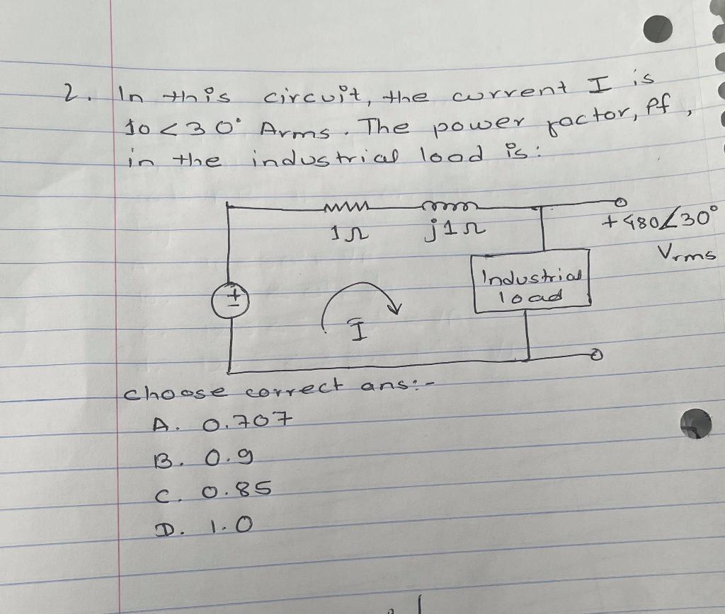 Solved 10 230° arms. The power pactor, pts 2. In this | Chegg.com