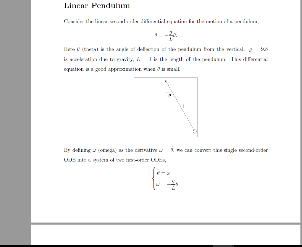 Solved Linear Pendulum Consider the linear second-order | Chegg.com