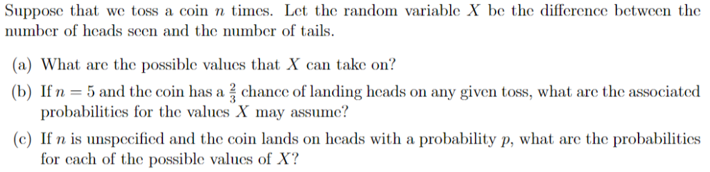 Solved Suppose that we toss a coin n times. Let the random | Chegg.com