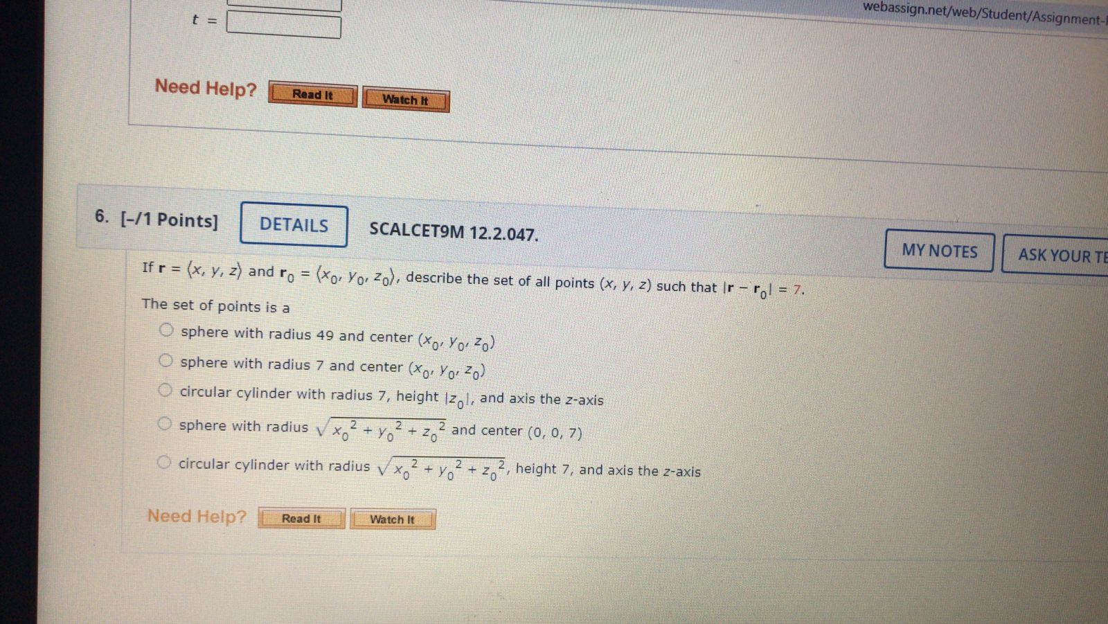 Solved webassign.net/web/Student/Assignment- t = Need Help? | Chegg.com