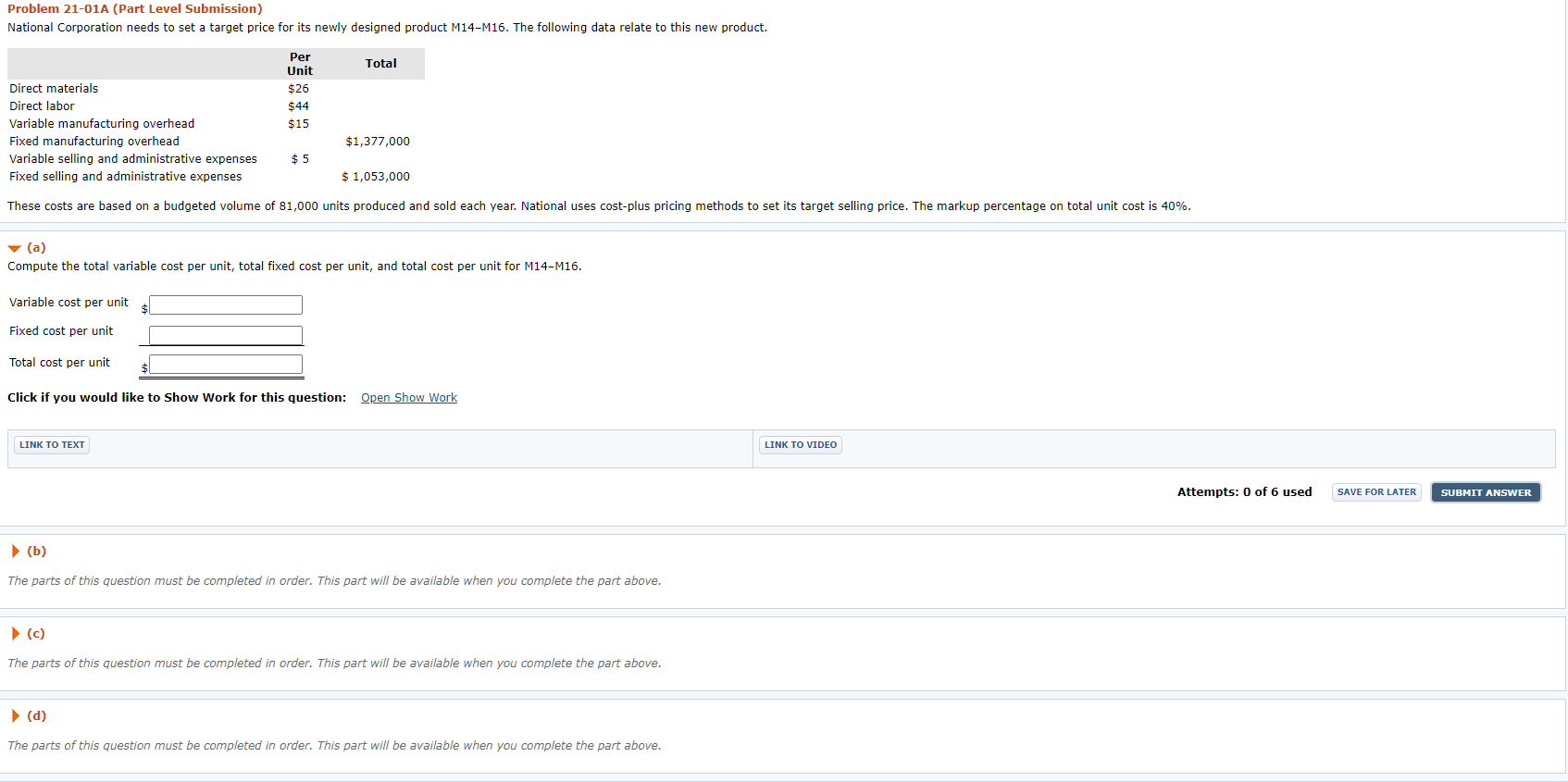 Solved Problem 21-01A (Part Level Submission) National | Chegg.com