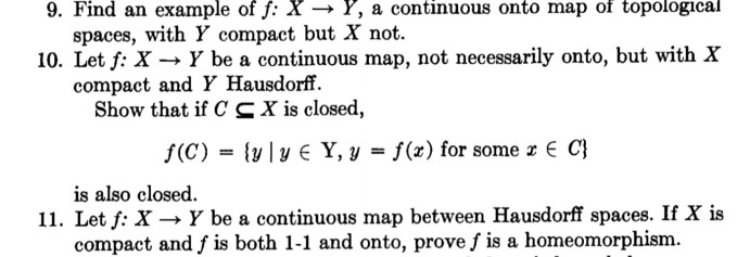 Solved 9. Find an example of f: X → Y, a continuous onto map | Chegg.com