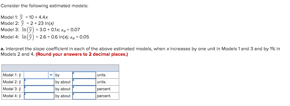 Solved Consider the following estimated models: Model 1: У | Chegg.com