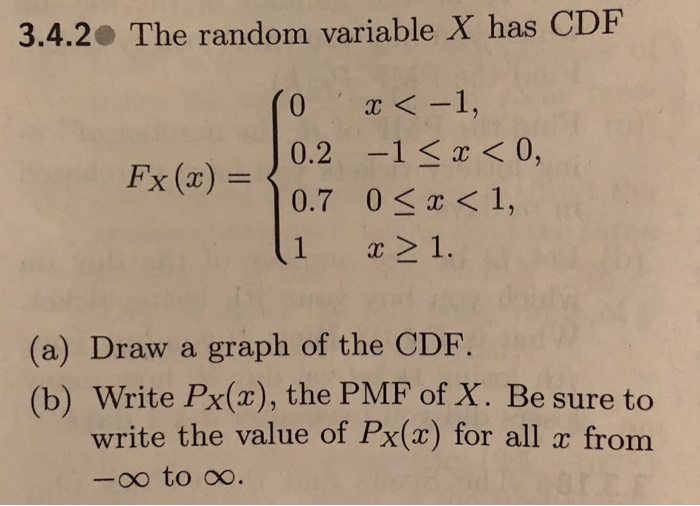 Solved 3.6.2 Given the random variable X in Problem 3.4.2, | Chegg.com