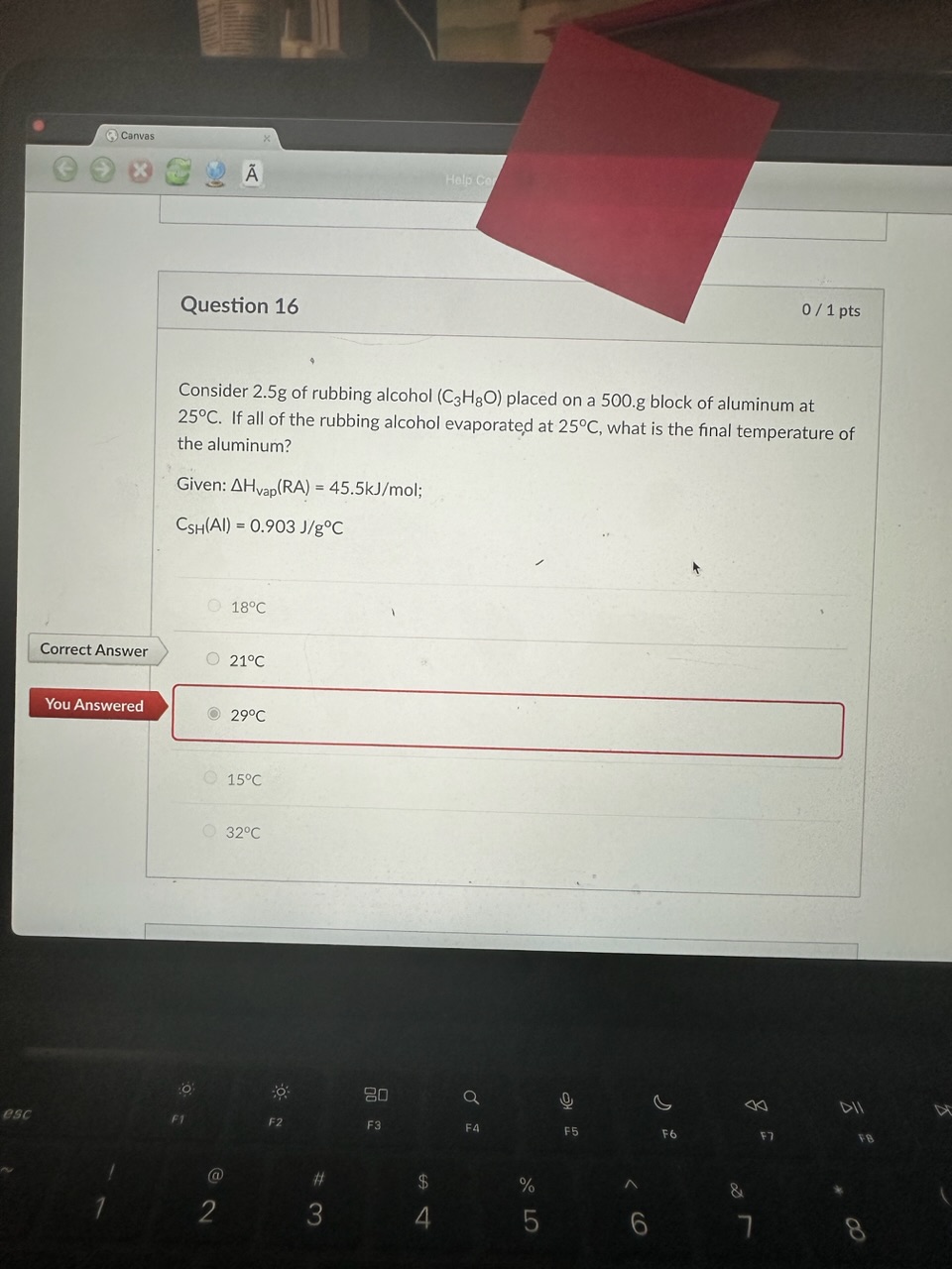 Solved Consider 2.5 g of rubbing alcohol (C3H8O) placed on a | Chegg.com