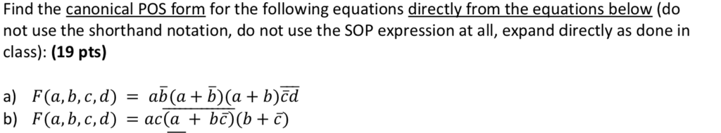 Solved Find the canonical POS form for the following | Chegg.com