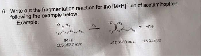 Solved 6. Write out the fragmentation reaction for the | Chegg.com