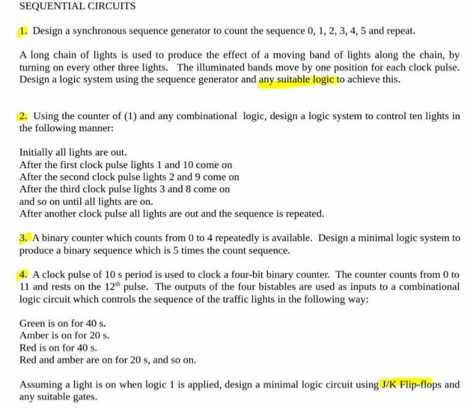 Solved SEQUENTIAL CIRCUITSDesign a synchronous sequence | Chegg.com