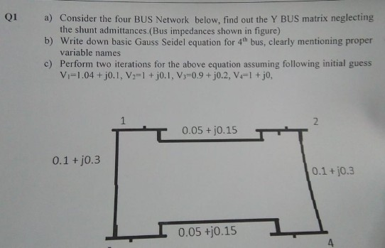 Solved Q1 a) Consider the four BUS Network below, find out | Chegg.com
