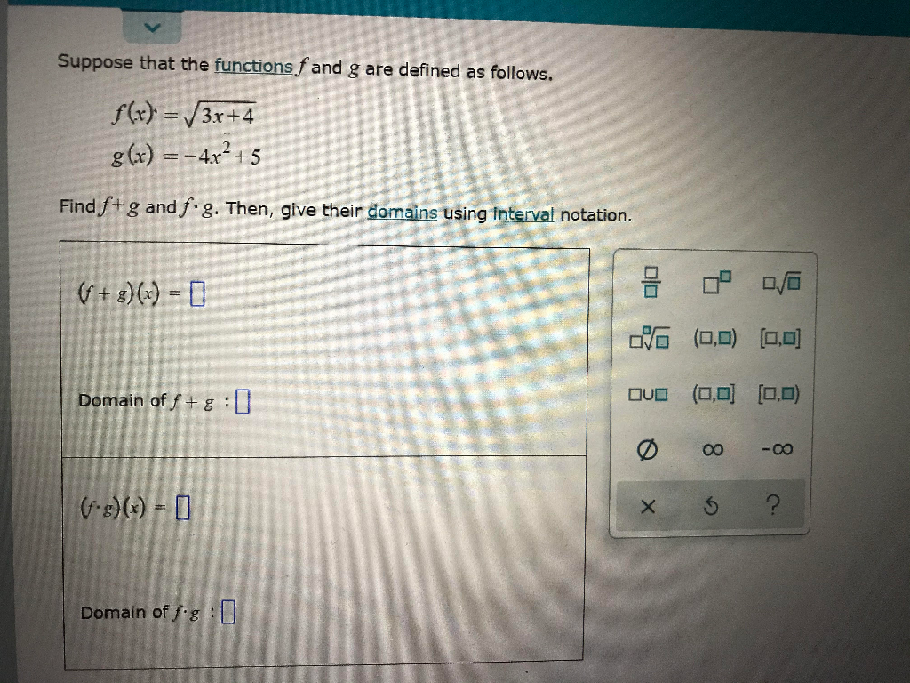 Solved Suppose that the functions fand g are defined as | Chegg.com