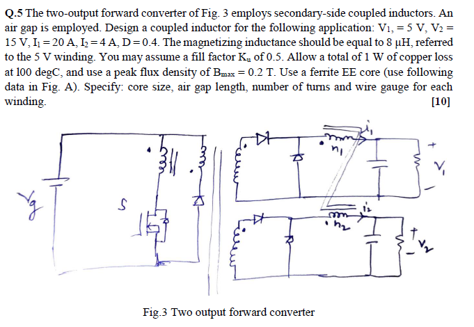 Q.5 The two-output forward converter of Fig. 3 | Chegg.com