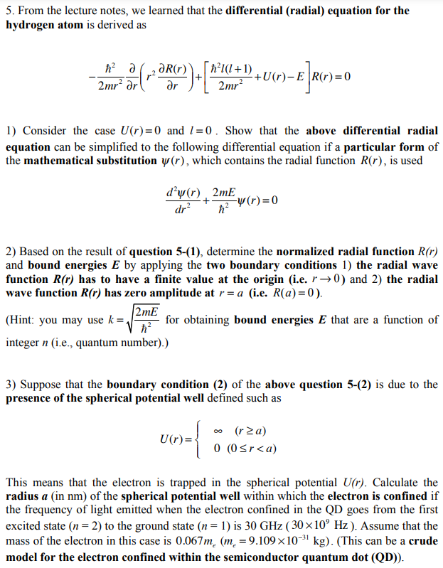 Solved (It's a quantum chemistry problem) If the | Chegg.com